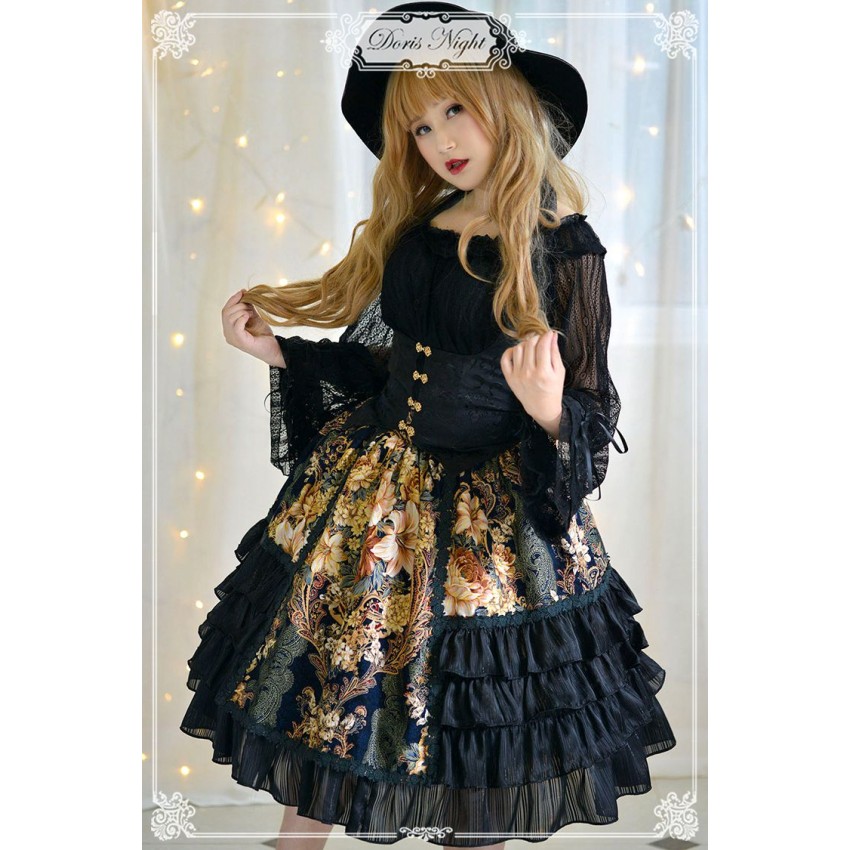 Doris Night Dark Night Rose Skirt - CLOBBAONLINE