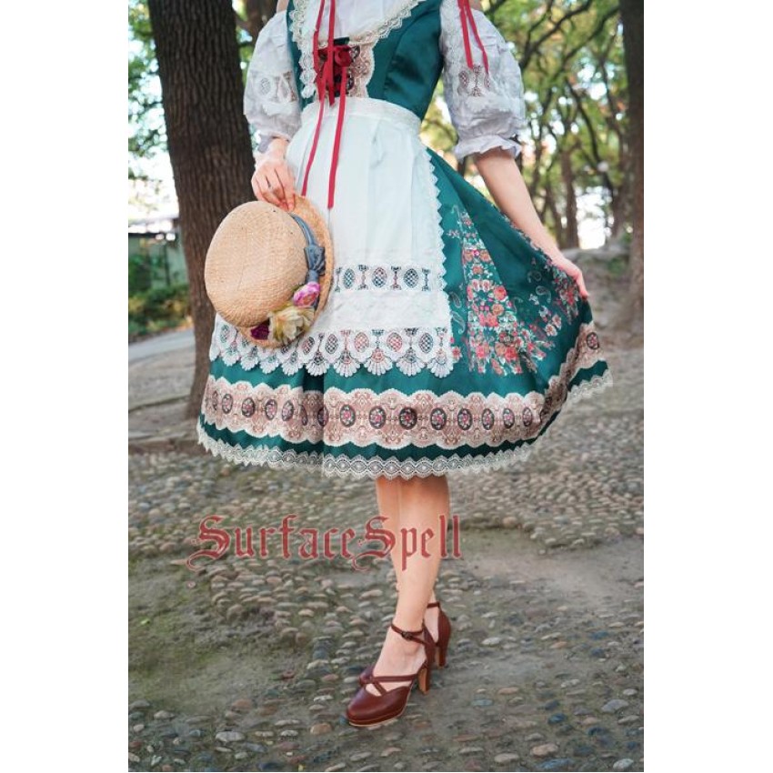 Surface Spell Gothic Alpen Rose Dirndl Underbust JSK - CLOBBAONLINE