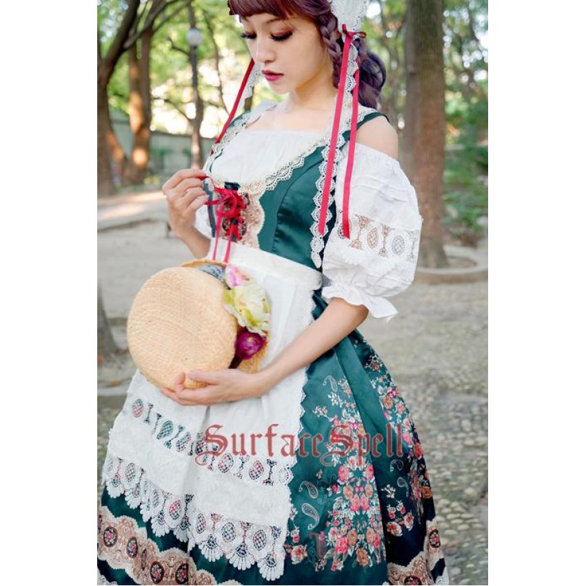 Surface Spell Gothic Alpen Rose Dirndl Underbust JSK - CLOBBAONLINE