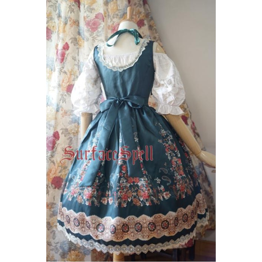 Surface Spell Gothic Alpen Rose Dirndl Underbust JSK - CLOBBAONLINE