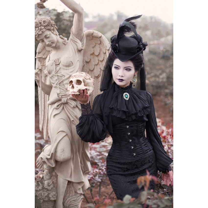Surface Spell Gothic Lorelei Chiffon Blouse - CLOBBAONLINE