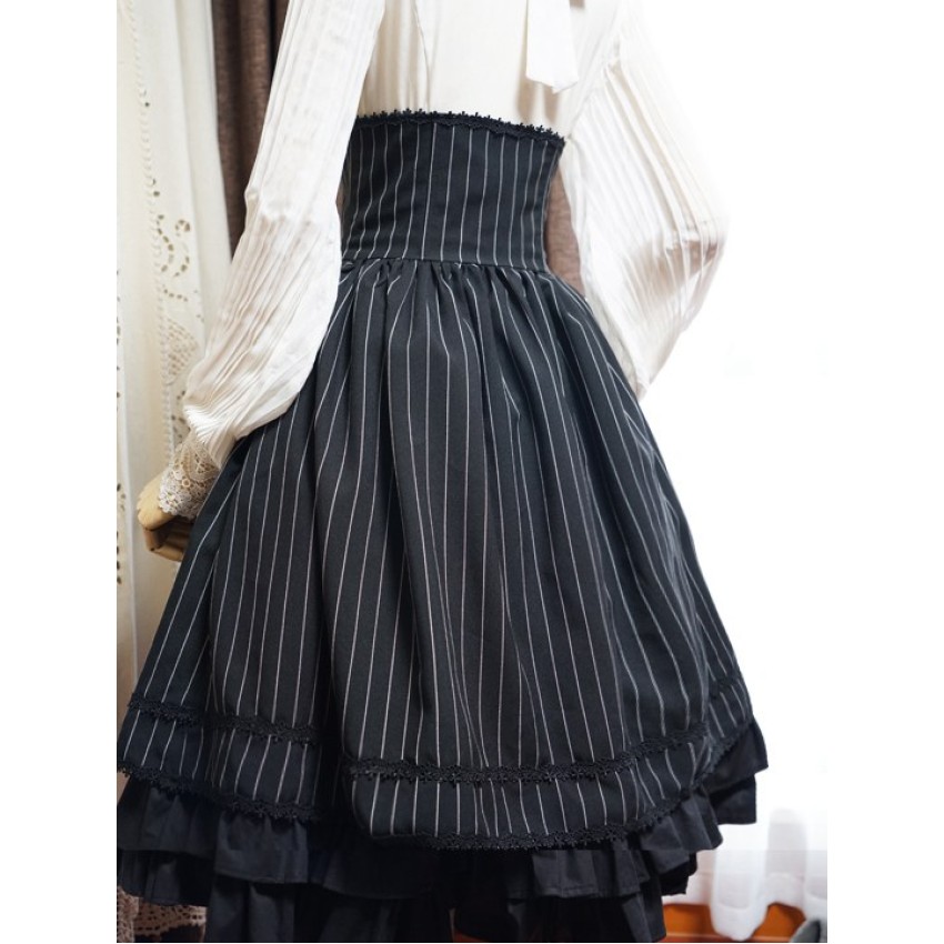 Surface Spell Gothic Striped Daily Corset Skirt - CLOBBAONLINE