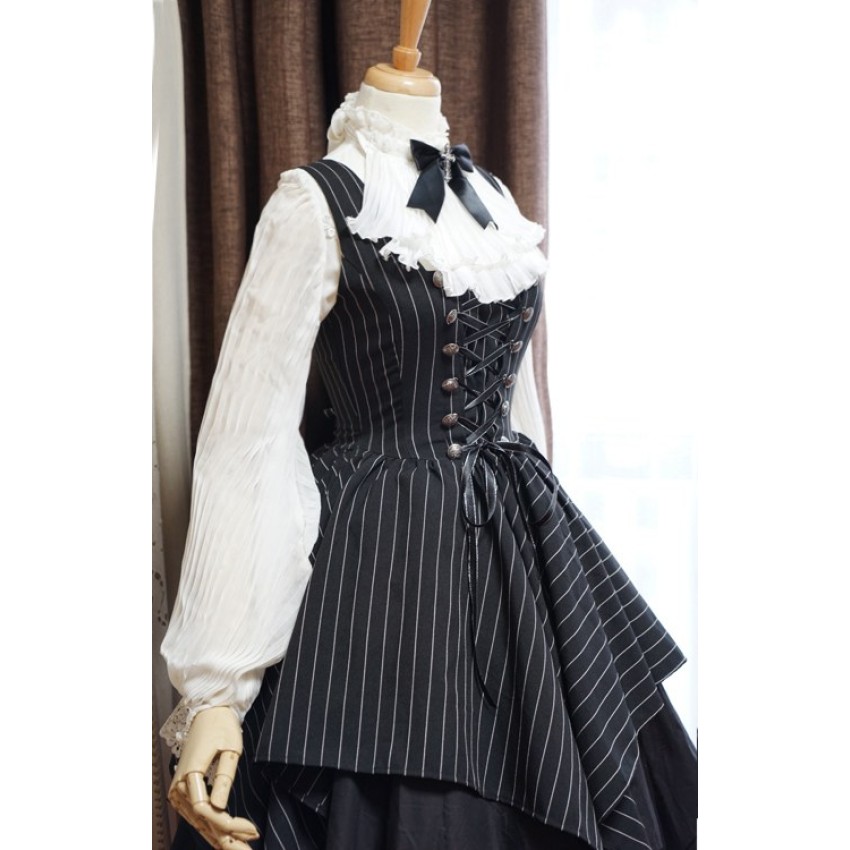 Surface Spell Gothic Striped Irregular Hem JSK - CLOBBAONLINE